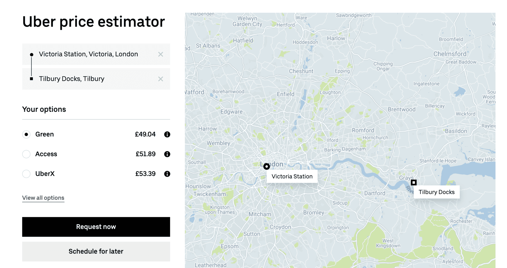 uber london victoria to london tilbury - Emma Cruises