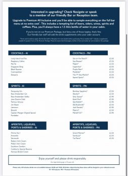 Marella Cruises All Inclusive Drinks List (and Menus) - Emma Cruises