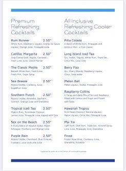 Marella Cruises All Inclusive Drinks List (and Menus) - Emma Cruises