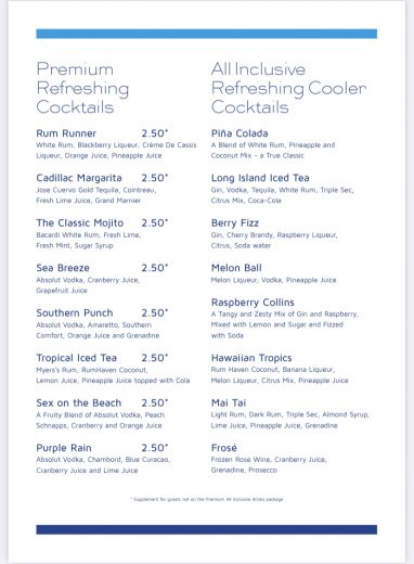 Marella Cruises All Inclusive Drinks List (and Menus) - Emma Cruises